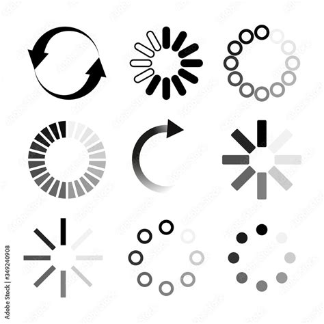 Loading Process Bar Vector Isolated Elements On White Backgroud Vector Loading Processing Signs
