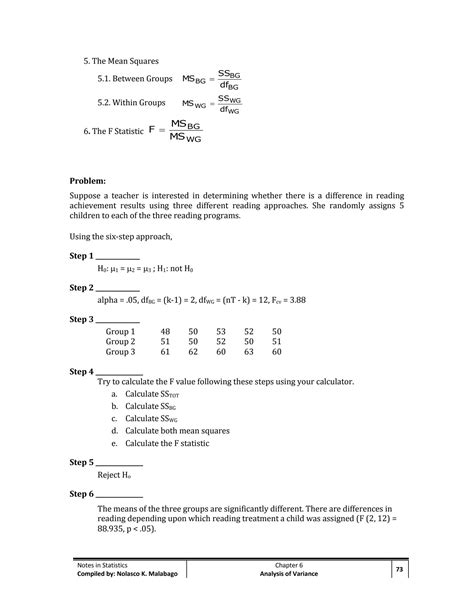 Solution Statistics Analysis Of Variance Anova Explanation
