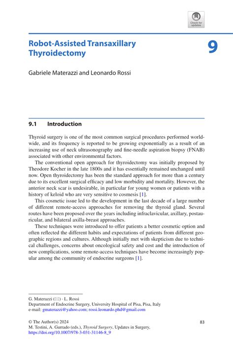 Pdf Robot Assisted Transaxillary Thyroidectomy