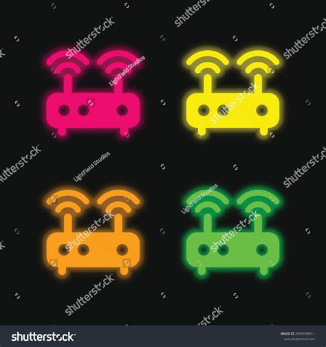 Antenna Four Color Glowing Neon Vector Stock Vector Royalty Free
