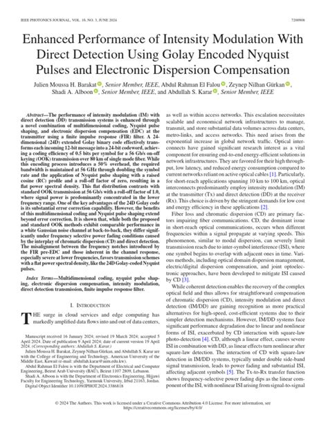Enhanced Performance Of Intensity Modulation With Direct Detection Using Golay Encoded Nyquist