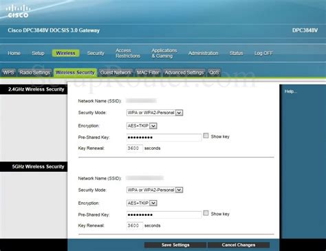 Cisco DPC V Screenshot WirelessSecurity