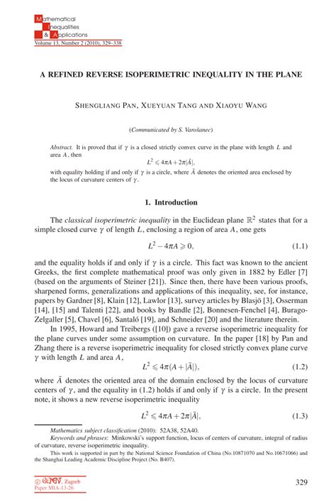 Pdf A Refined Reverse Isoperimetric Inequality In The Plane