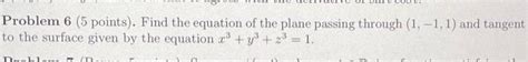 solved problem 6 5 points find the equation of the plane