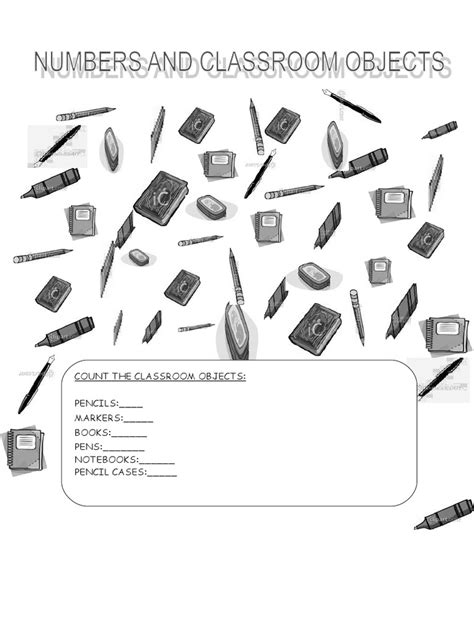 Count The Classroom Objects Pencils Markers Books Pens Notebooks Pencil Cases