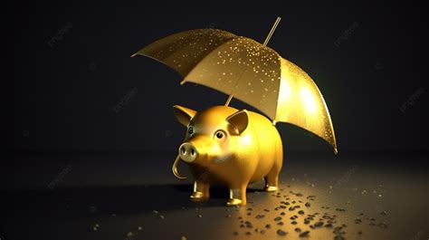 우산이 있는 황금돼지의 3d 그림 돼지 저금통 돈돼지 새끼 돼지 배경 일러스트 및 사진 무료 다운로드 Pngtree