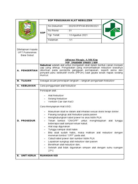 Sop Nebulizer Pdf