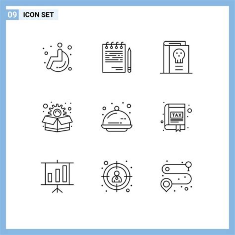 9 User Interface Outline Pack Of Modern Signs And Symbols Of Food Box Book Package Legend