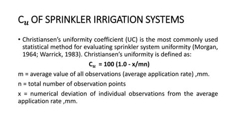 Uniformity Coefficient Of Drip And Sprinkler Irrigation Systems Pptx