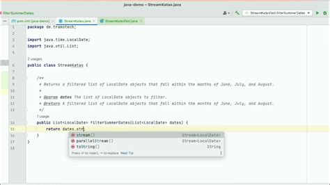 java hands on streams api filtering list of localdate objects that fall