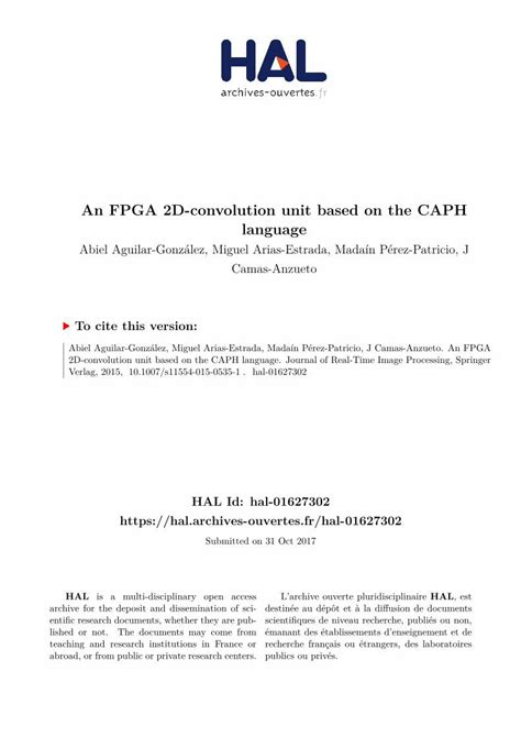Pdf An Fpga 2d Convolution Unit Based On The Caph Language Dokumentips