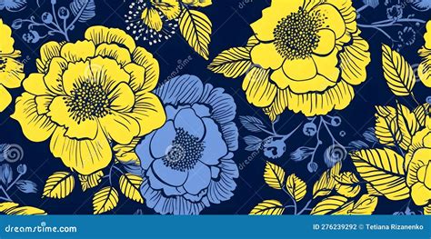 Floral Pattern With Decorative Flowers And Plants Ai Stock Illustration Illustration Of Retro