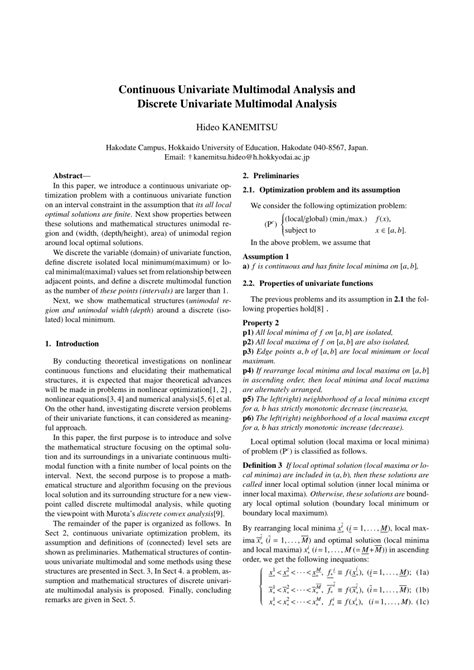 pdf continuous univariate multimodal analysis and discrete univariate