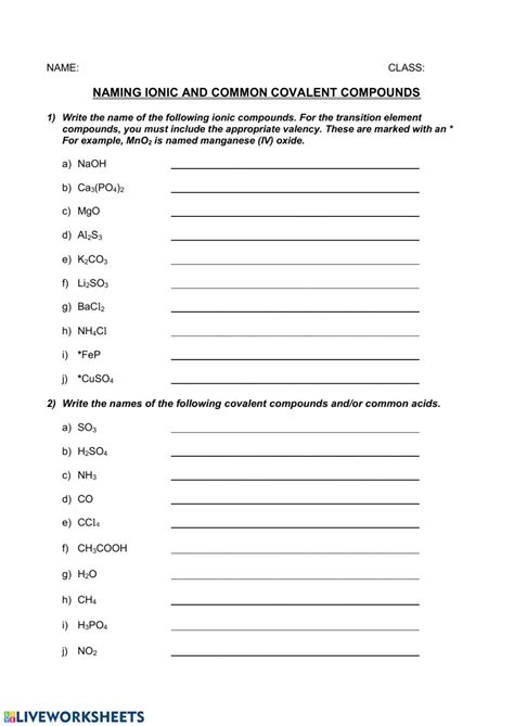 Naming Binary Compounds Practice Worksheet Answer Key CompoundWorksheets Com