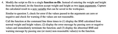 Solved 4 Modify The Script M File To A Single Function