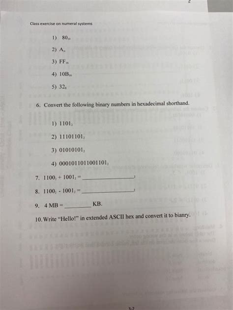 Solved Class Exercise On Numeral Systems 1 Convert The