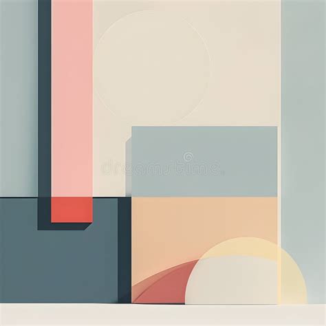 Minimalist Modern Abstract Art Background With Overlapping Geometric Pastel Shapes And Clean