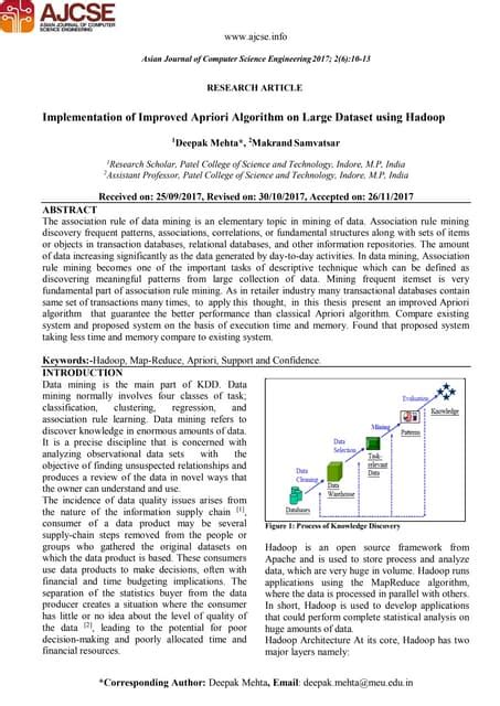 implementation of improved apriori algorithm on large dataset using