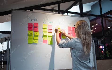 Project Management Agile Methodology Babe Business Woman In The Office Stock Photo Adobe Stock