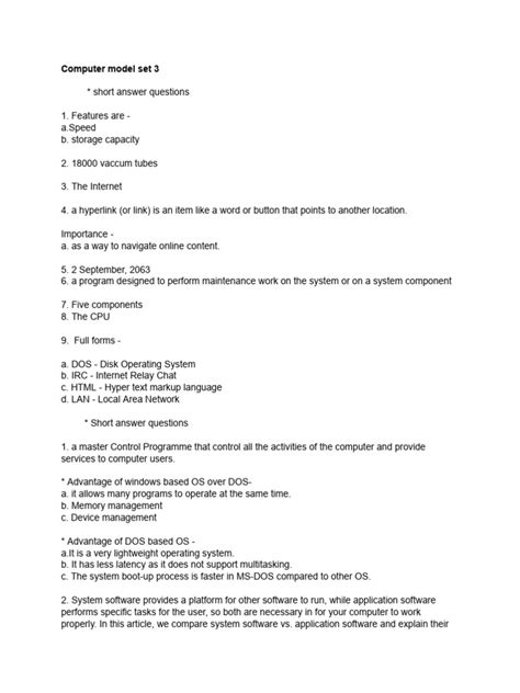 Computer Model Set 3 Pdf Computer Virus Operating System
