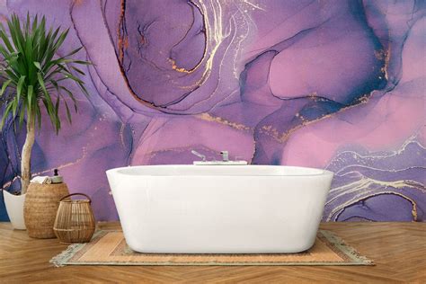 Purple Marble Gold Vein Mural Wallpaper Ever Wallpaper