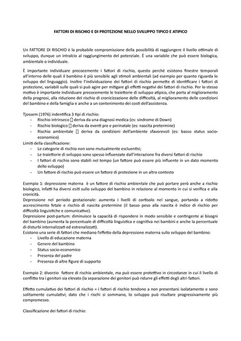 Fattori Di Rischio Fattori Di Rischio E Di Protezione Nello Sviluppo