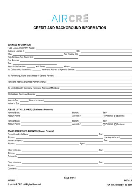 Air Credit And Background Application Pdf Lease Social Security United States