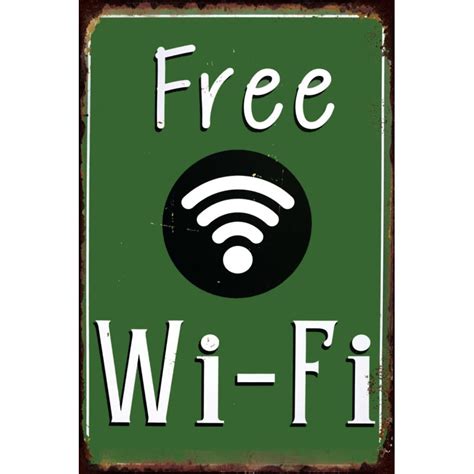 Plaque Métal 20x30cm Free Wi Fi Wifi Gratuit