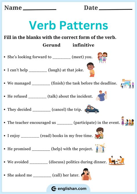 Verb Patterns Exercises With Answers