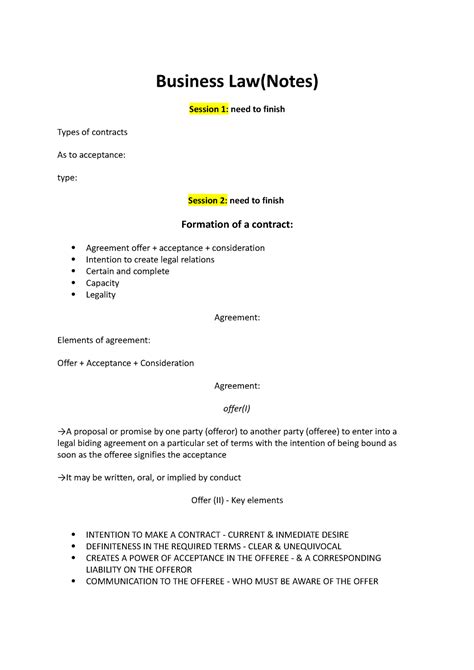 Business Law Notes Class Business Lawnotes Session 1 Need To