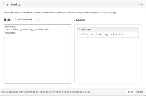 Markup Use Noformat Code Block Noformat In Confluence Stack Overflow