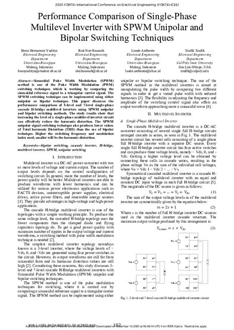 pdf performance comparison of single phase multilevel inverter with