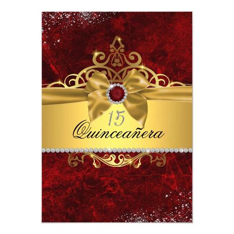 Gold Ruby Red Quinceanera Invite Quinceanera Invitations Invitations Quinceanera