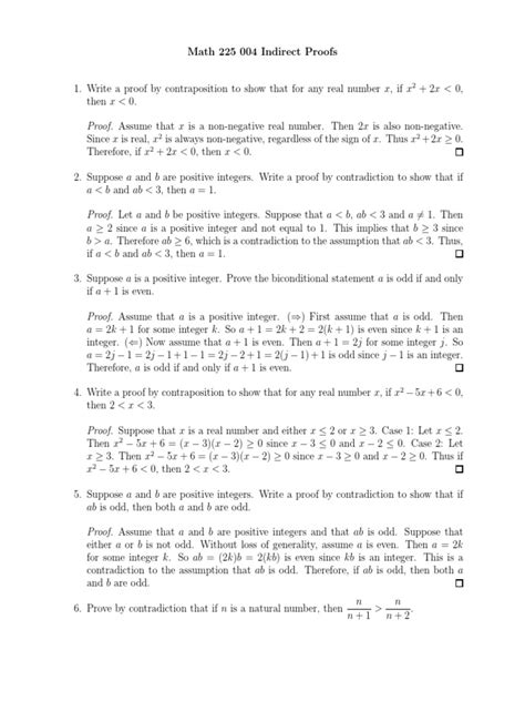 Indirect Proofs For Algebra And Logic Mathematical Proof Integer