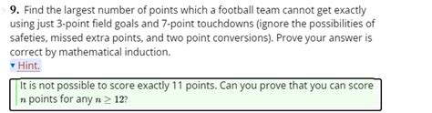 Solved Find The Largest Number Of Points Which A Football Chegg