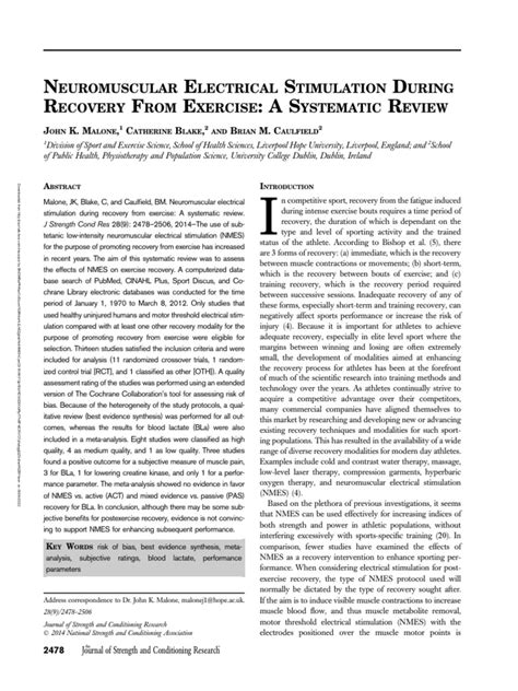 Neuromuscular Electrical Stimulation During12 Pdf Strength Training Meta Analysis