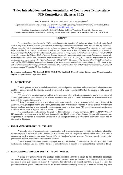 pdf introduction and implementation of continuous temperature pid