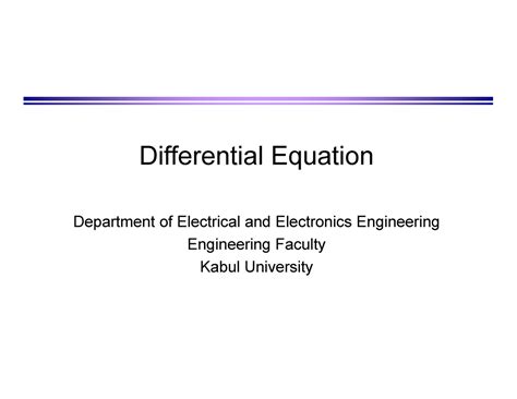 Chapter 1 Introduction To Differential Equations Differential Equation Department Of