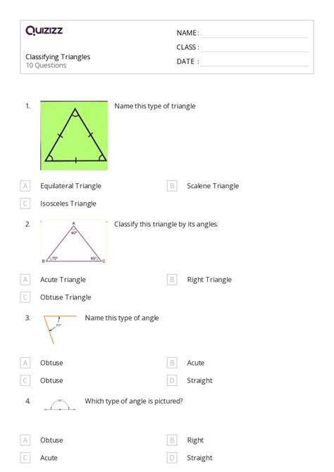 50 Classifying Triangles Worksheets For 4th Class On Quizizz Free And Printable