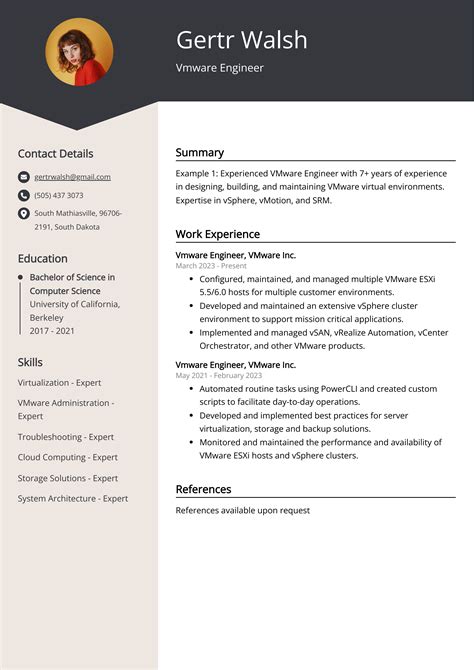 Vmware Engineer Resume Examples And Guide