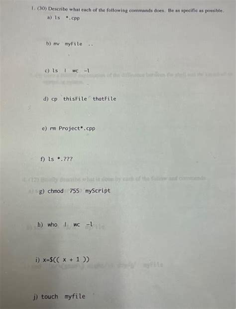 Solved 1 30 Describe What Each Of The Following Commands