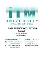 Data Science With Python Project Pdf DATA SCIENCE WITH PYTHON Project SESSION