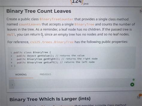 Solved Java Binary Tree Count Leaves Create A Chegg