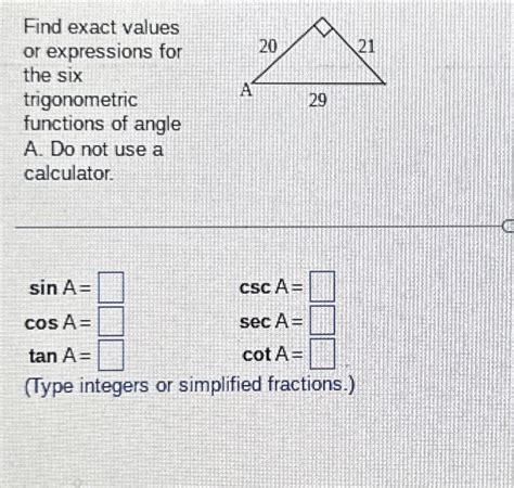 Solved Find Exact Values Or Expressions For The Six