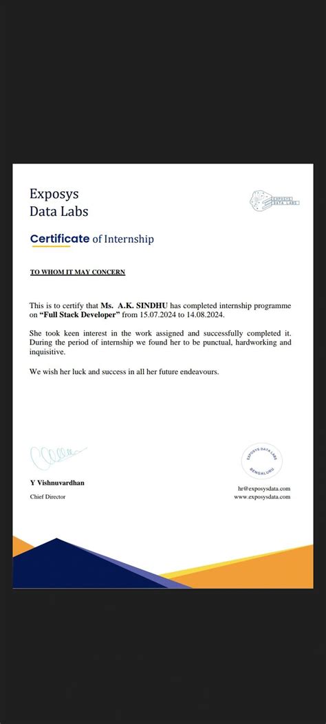 Sindhu A K On Linkedin Exposysdatalabs Internship Javascript