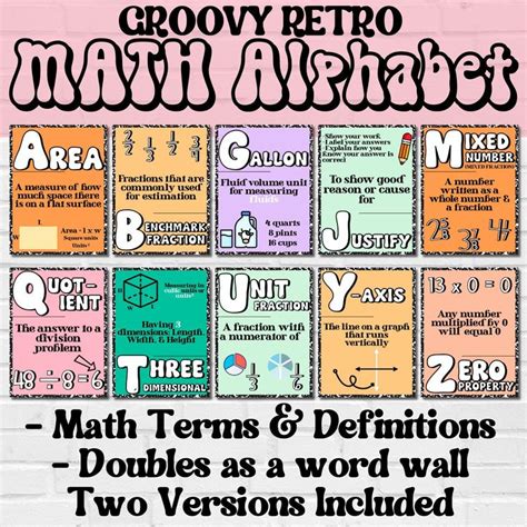 Classroom Math Alphabet Retro Groovy Classroom Decor Classroom Printables Back To School