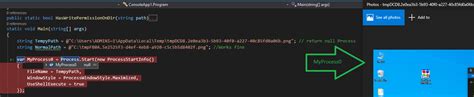 Why Does The Process Return Null If We Use The Windows Temporary Path For Process Start Of A