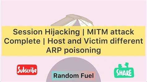 Session Hijacking With Kali Linux Mitm Demo Ettercap Kali Linux