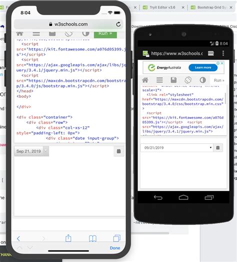 Html On Iphone Input Element With Datepicker Class Doesnt Span The Entire Column Width