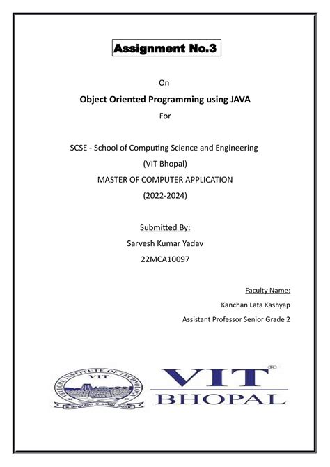 Assignment No Java Programms Assignment No On Object Oriented Programming Using JAVA